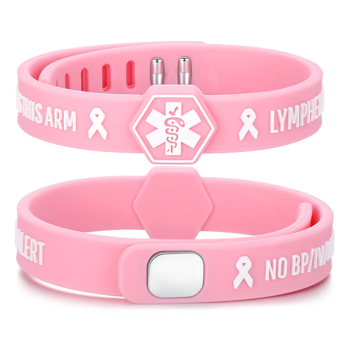 Pink Ribbon Lymphedema Alert Bracelet for Women Breast Cancer Awarenes ...