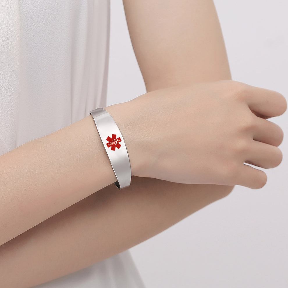 Free Engraving Medical Alert Bracelets Bangle for Women stainless stee ...