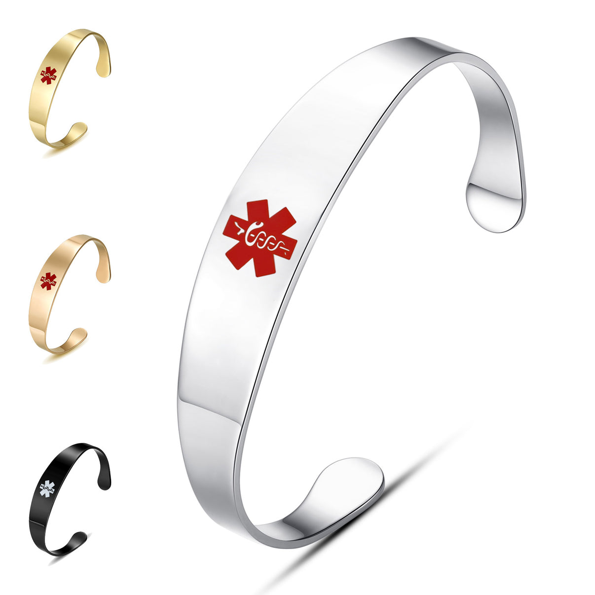 Free Engraving Medical Alert Bracelets Bangle for Women stainless stee ...